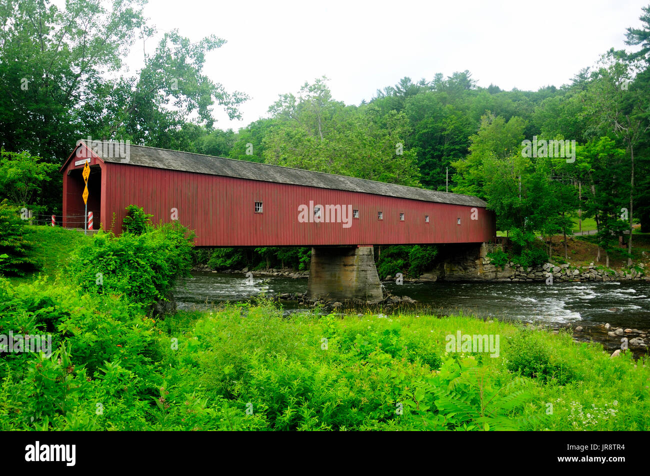 The cornwall connecticut covered bridge over the houstanic river in ...