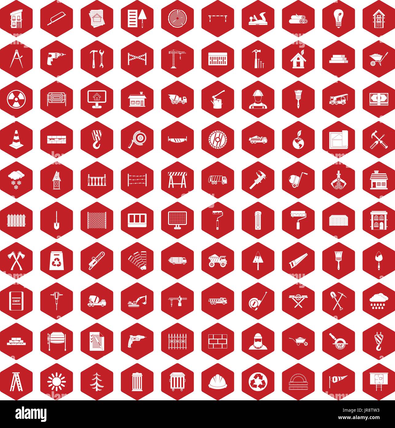 100 building materials icons hexagon red Stock Vector Image & Art - Alamy