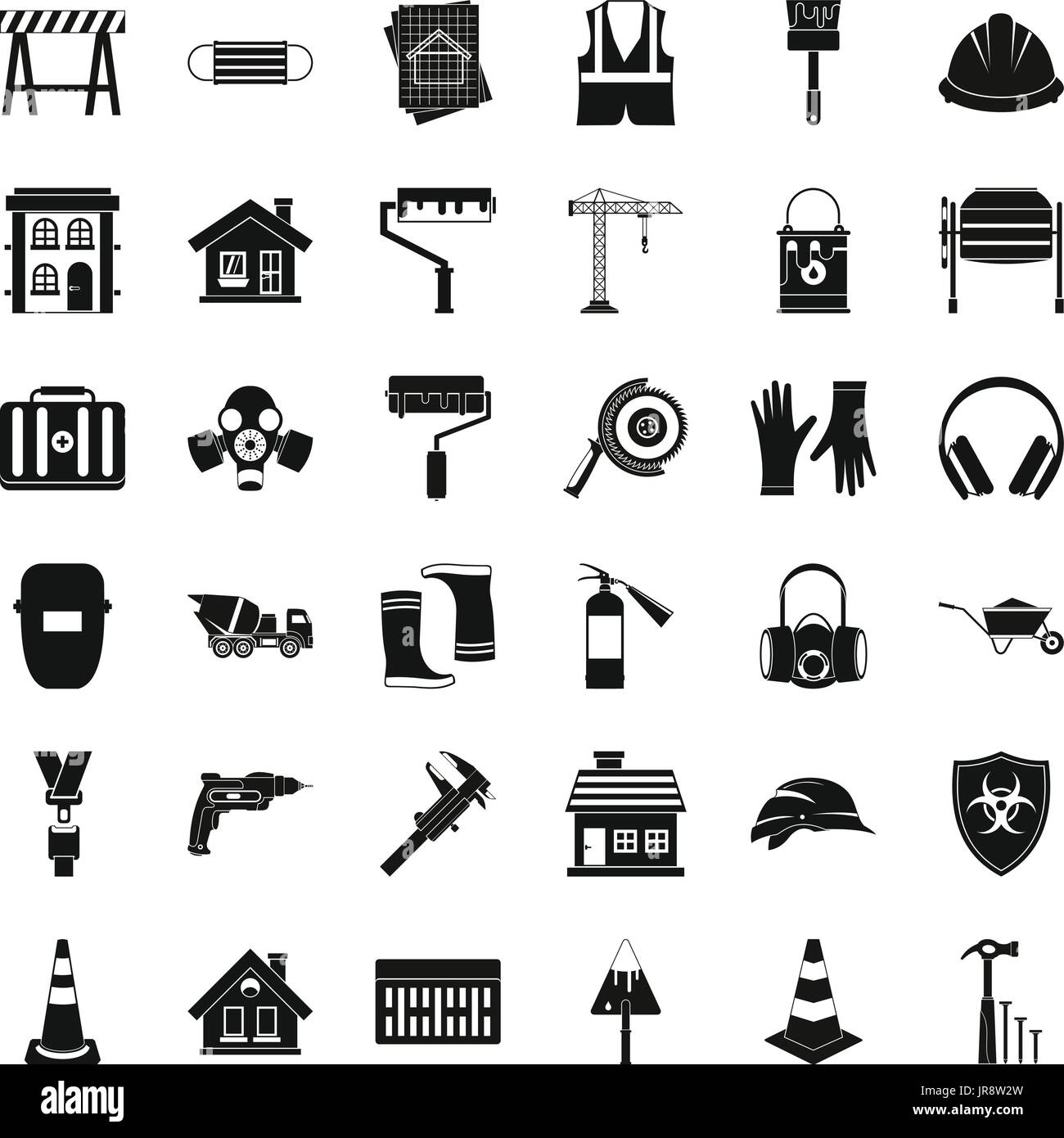 Construction industry icons set, simple style Stock Vector Image & Art ...