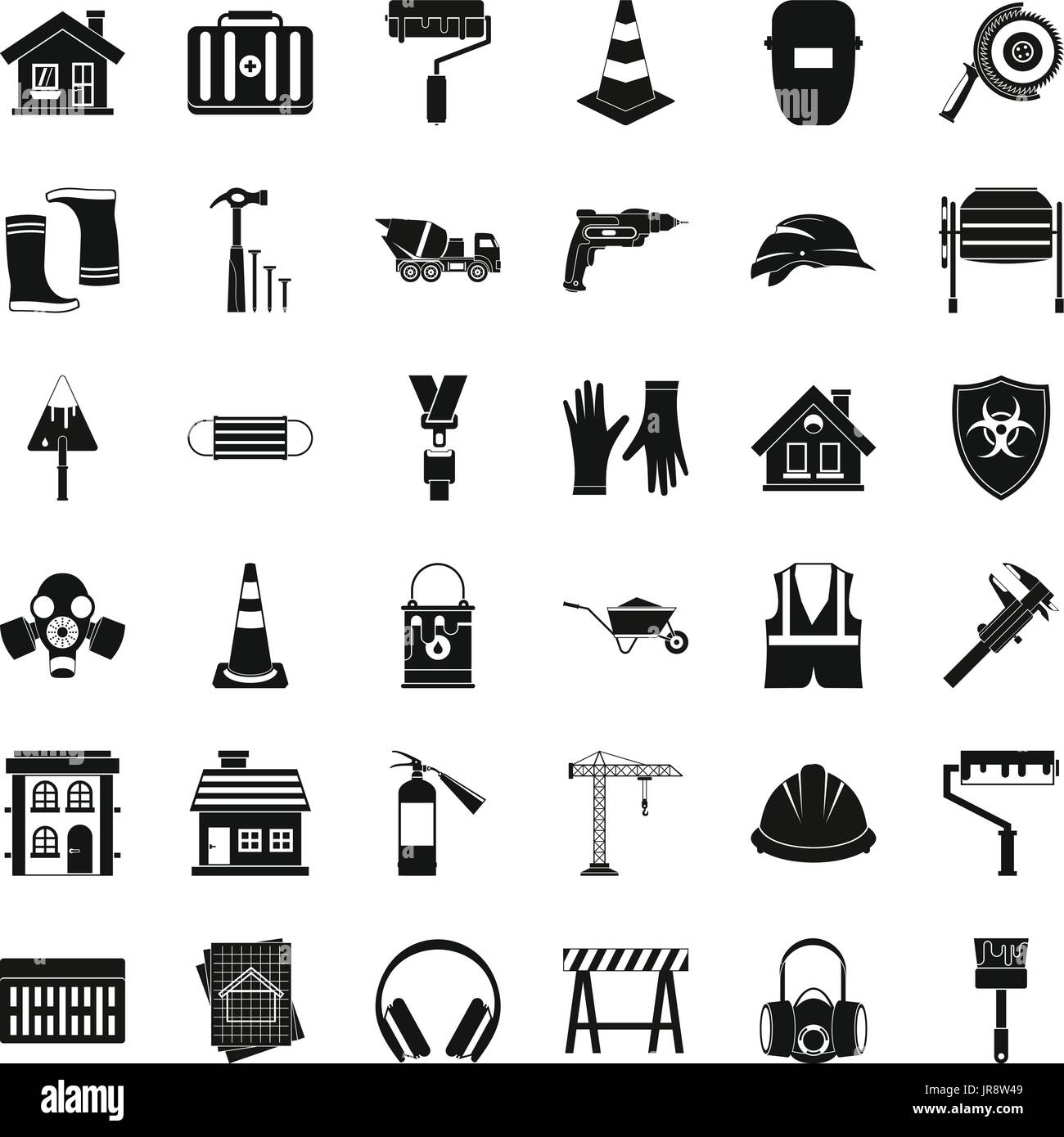 Construction site icons set, simple style Stock Vector Image & Art - Alamy