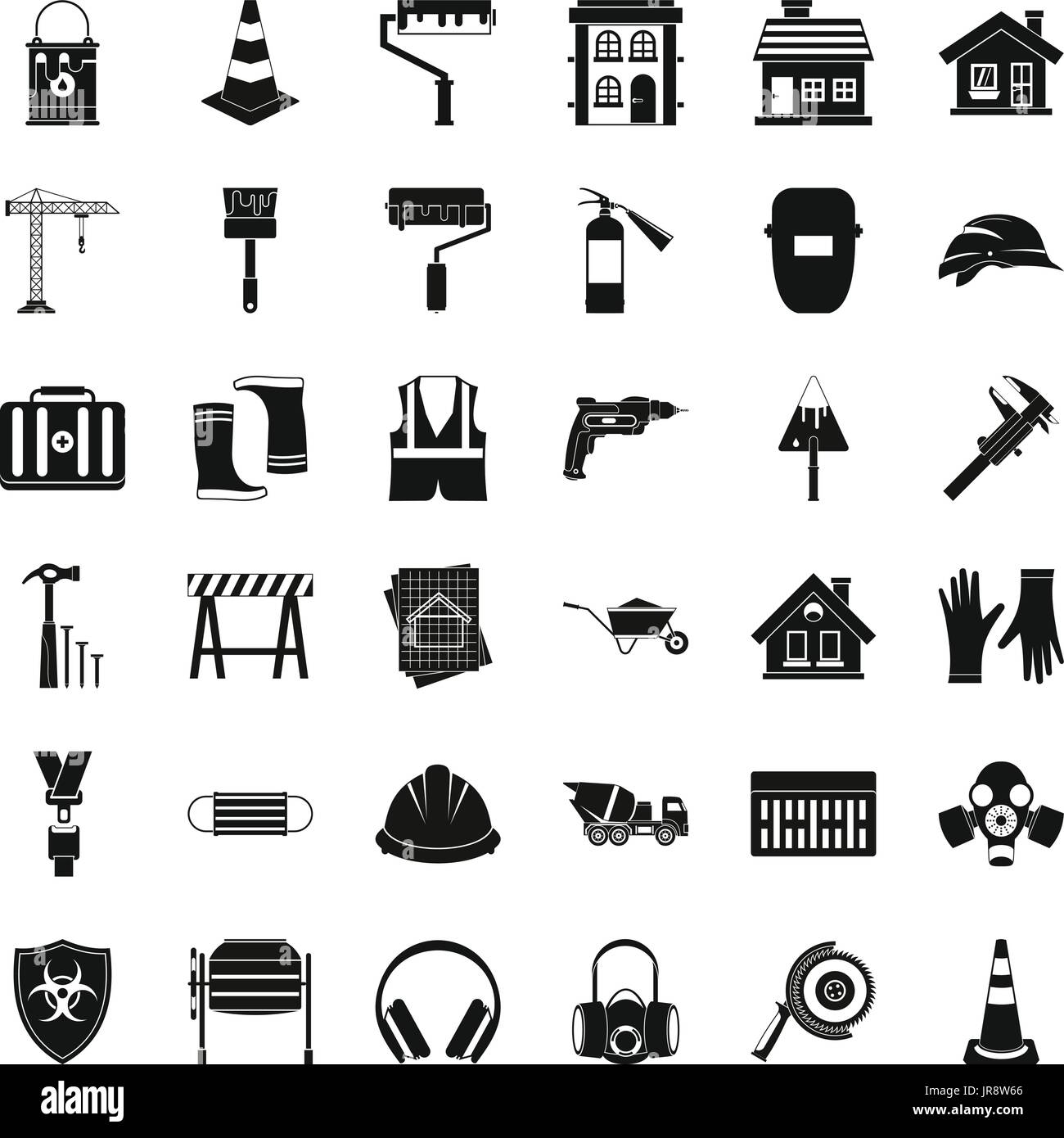 Construction shield icons set, simple style Stock Vector Image & Art ...