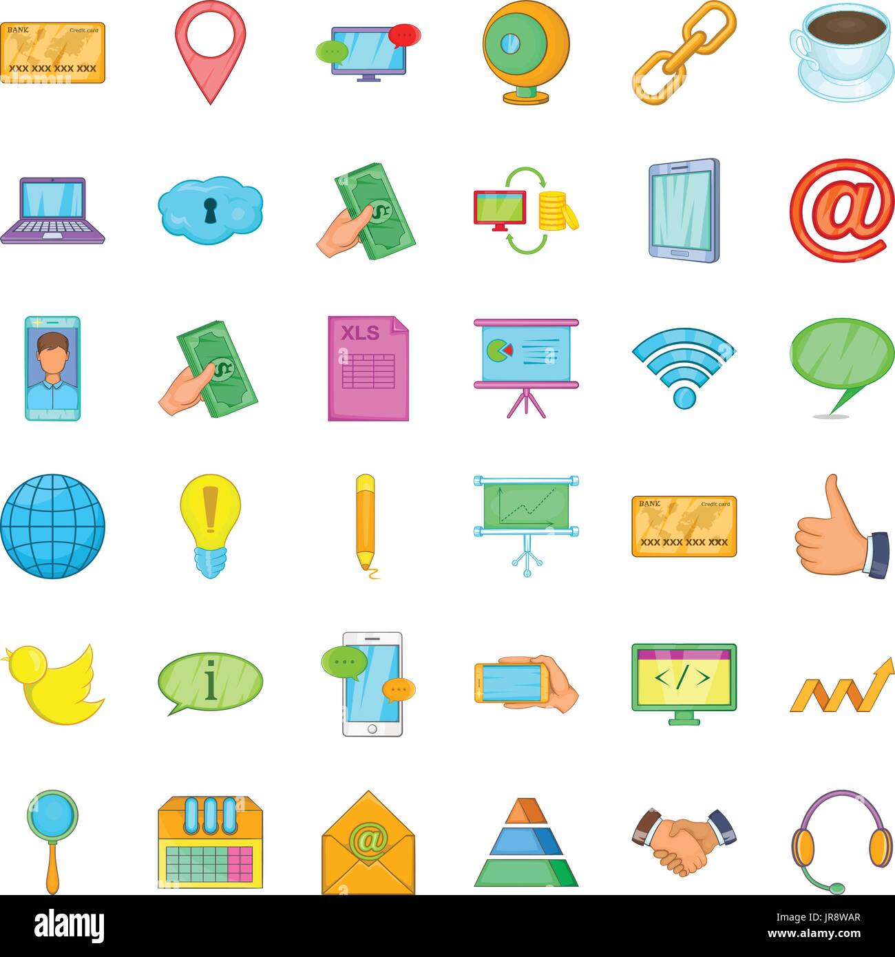 Contact phone icons set, cartoon style Stock Vector Image & Art - Alamy