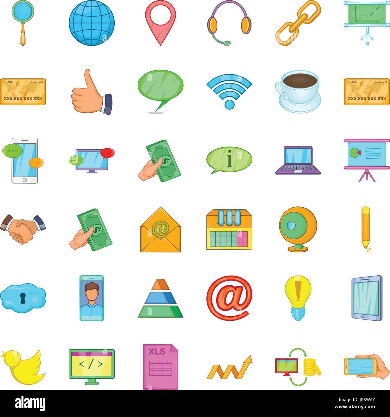 Contact information icons set, cartoon style Stock Vector Image & Art ...