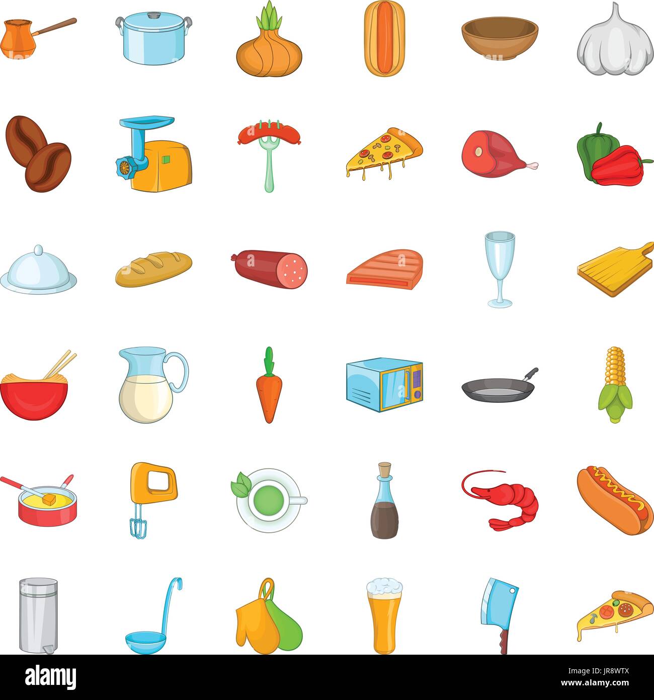 Delicious food icons set, cartoon style Stock Vector Image & Art - Alamy