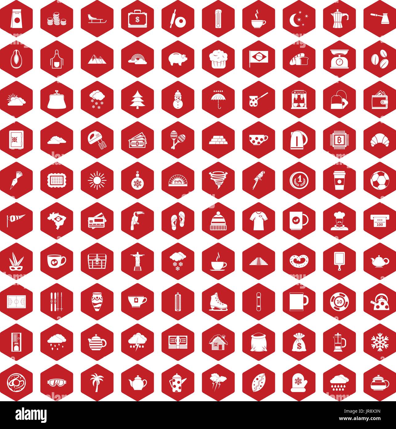 100 coffee cup icons hexagon red Stock Vector Image & Art - Alamy