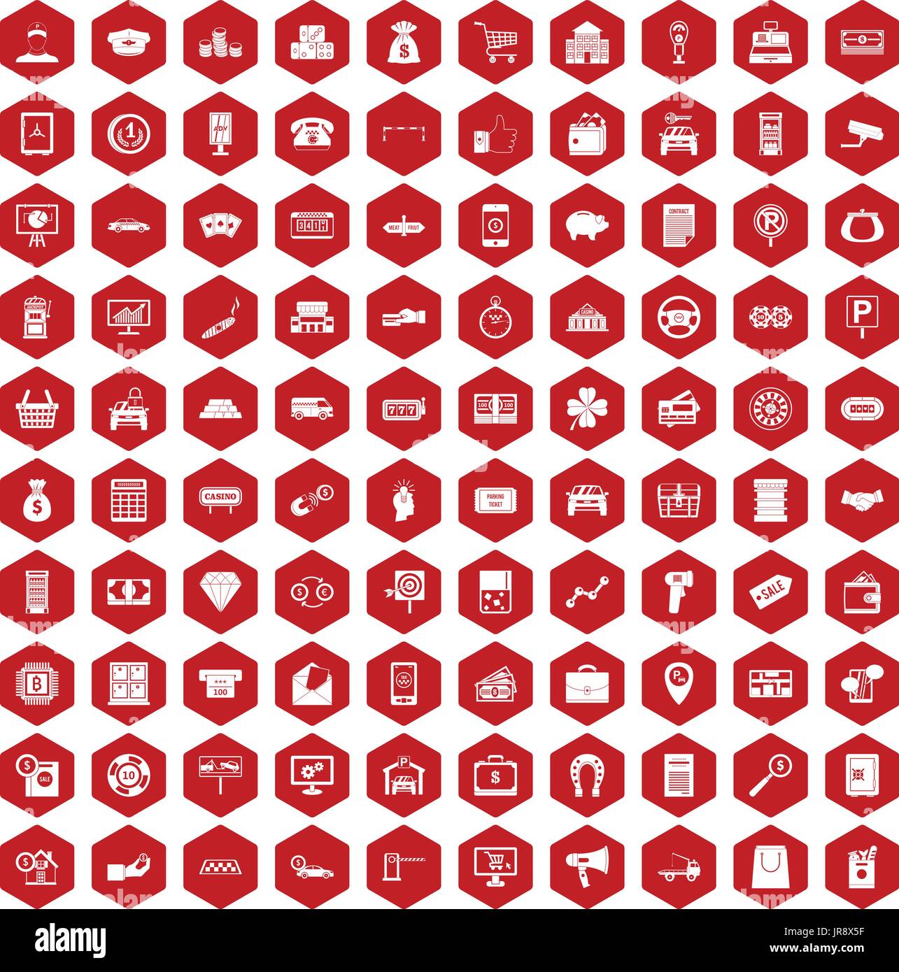 100 coin icons hexagon red Stock Vector Image & Art - Alamy