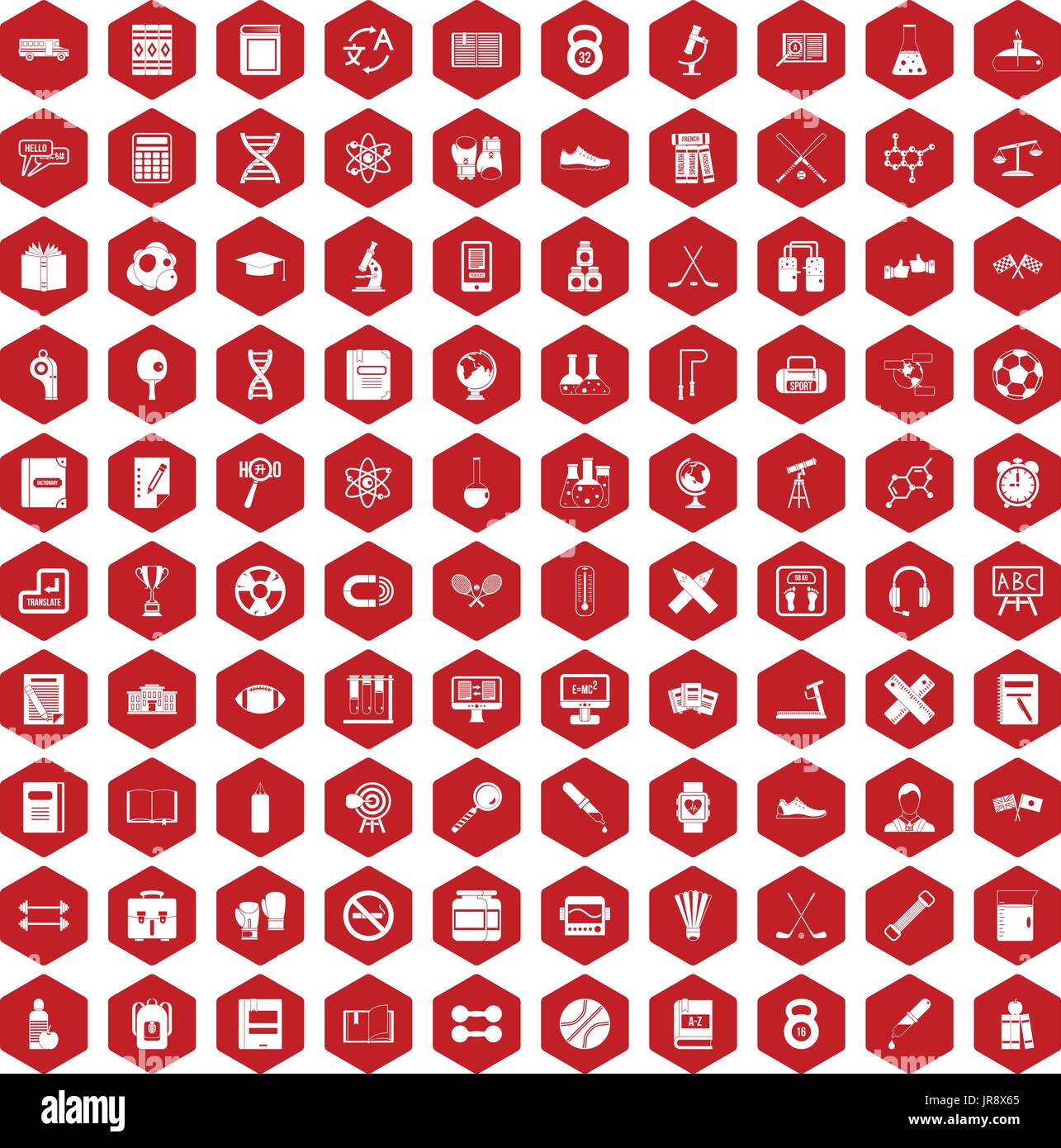 100 college icons hexagon red Stock Vector Image & Art - Alamy