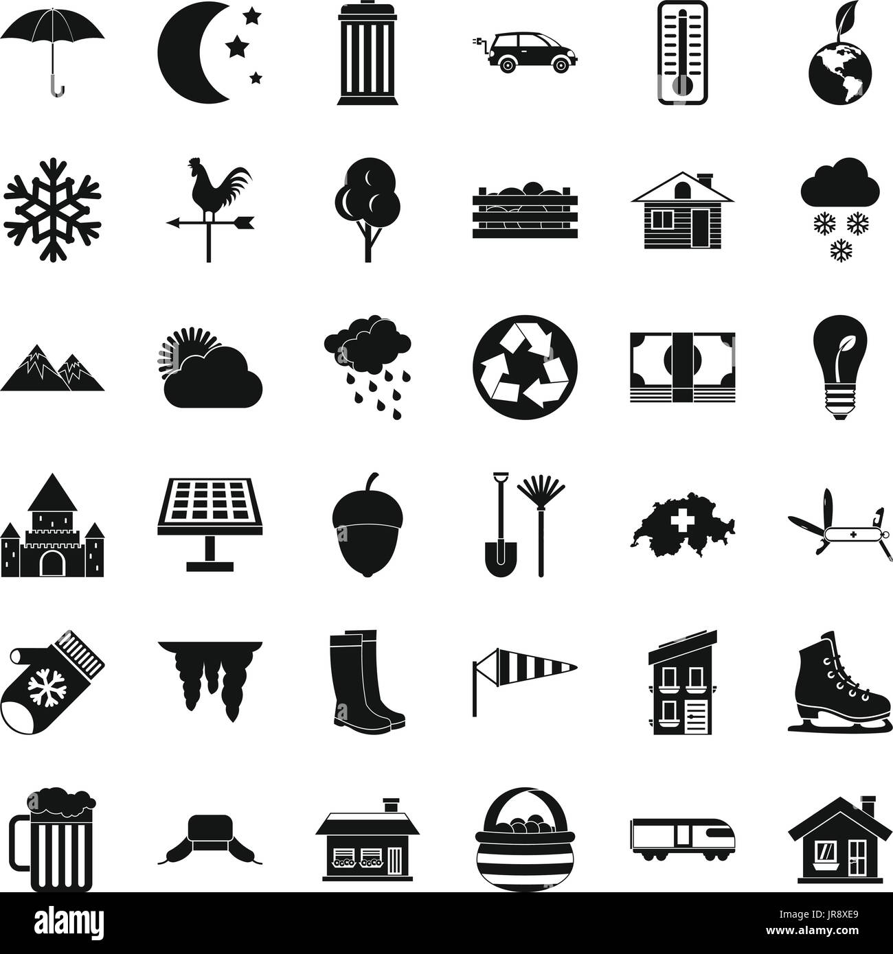 Suburb house icons set, simple style Stock Vector Image & Art - Alamy