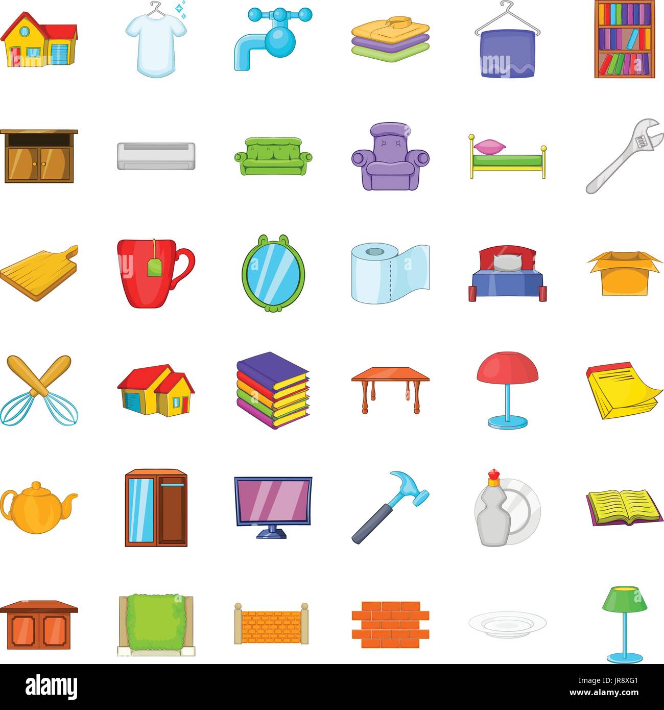 Cozy house icons set, cartoon style Stock Vector Image & Art - Alamy