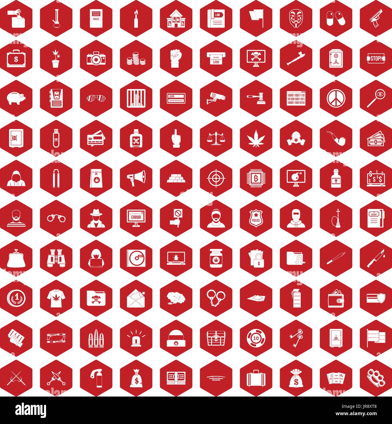100 criminal offence icons hexagon red Stock Vector Image & Art - Alamy