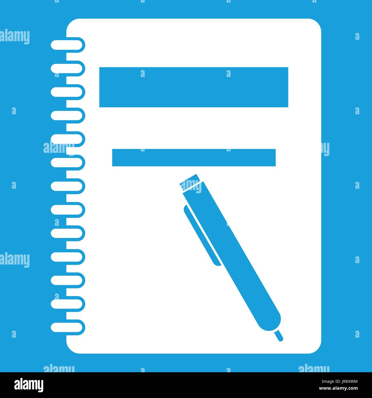Closed spiral notebook and pen icon white Stock Vector Image & Art - Alamy