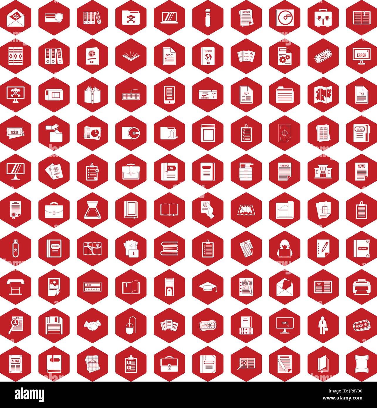 100 document icons hexagon red Stock Vector Image & Art - Alamy
