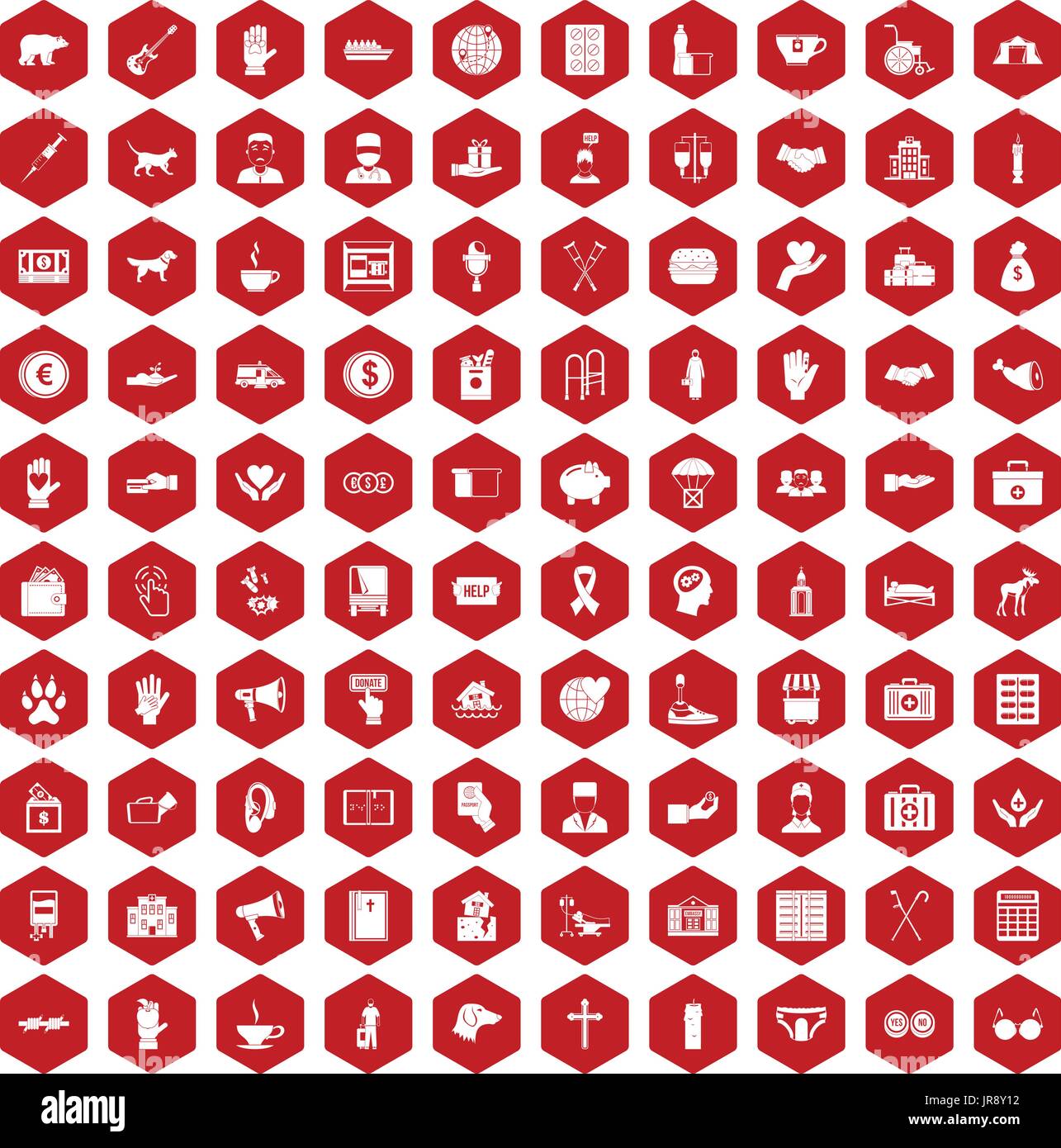 100 donation icons hexagon red Stock Vector Image & Art - Alamy
