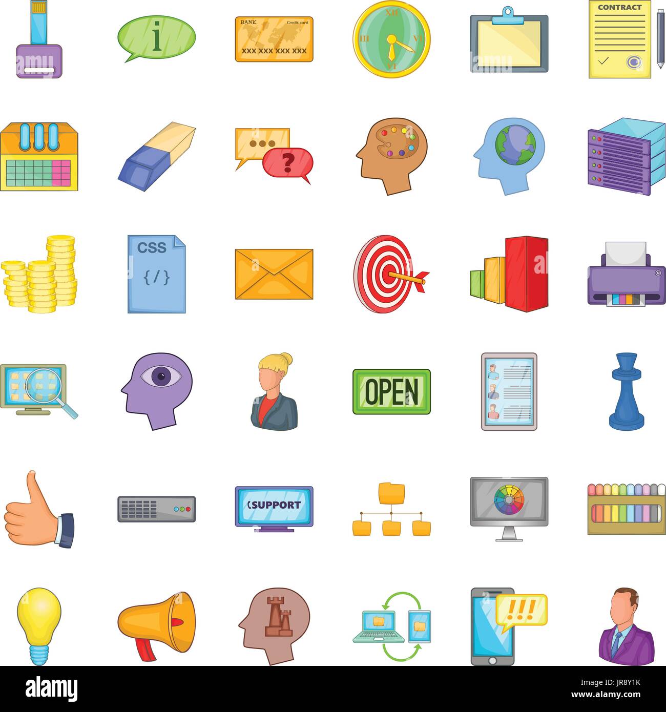 Creative marketing icons set, cartoon style Stock Vector Image & Art ...