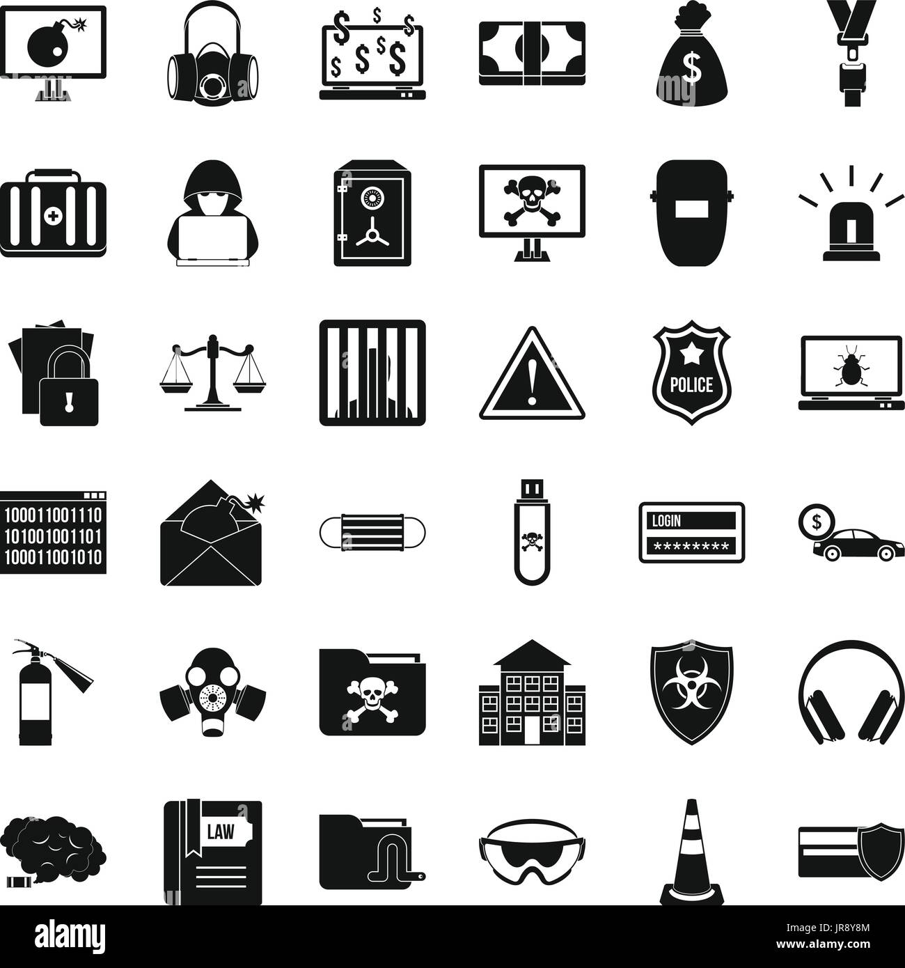 Hacker icons set, simple style Stock Vector Image & Art - Alamy