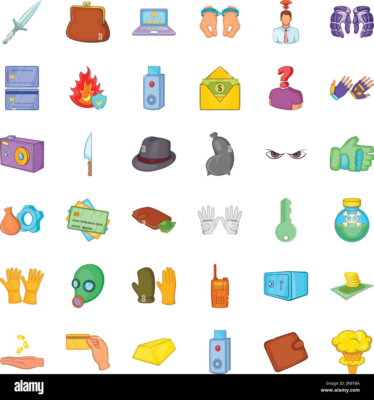 Crime icons set, cartoon style Stock Vector Image & Art - Alamy