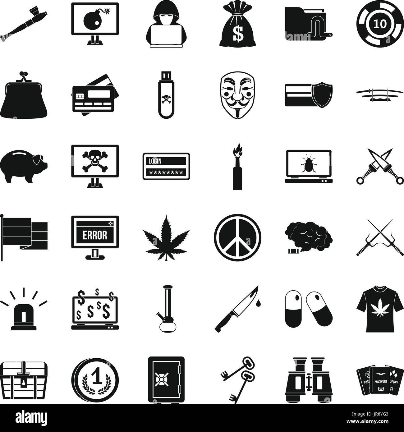 Criminal offence icons set, simple style Stock Vector Image & Art - Alamy