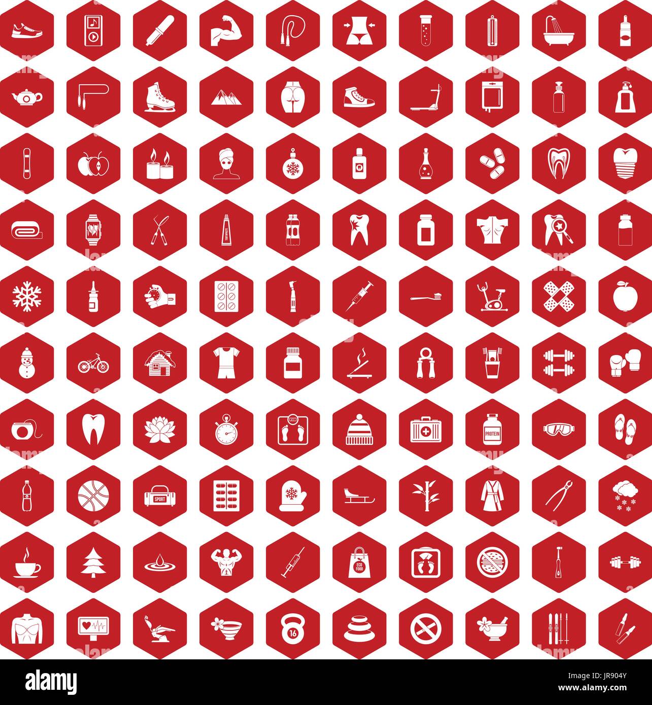 100 fit body icons hexagon red Stock Vector Image & Art - Alamy