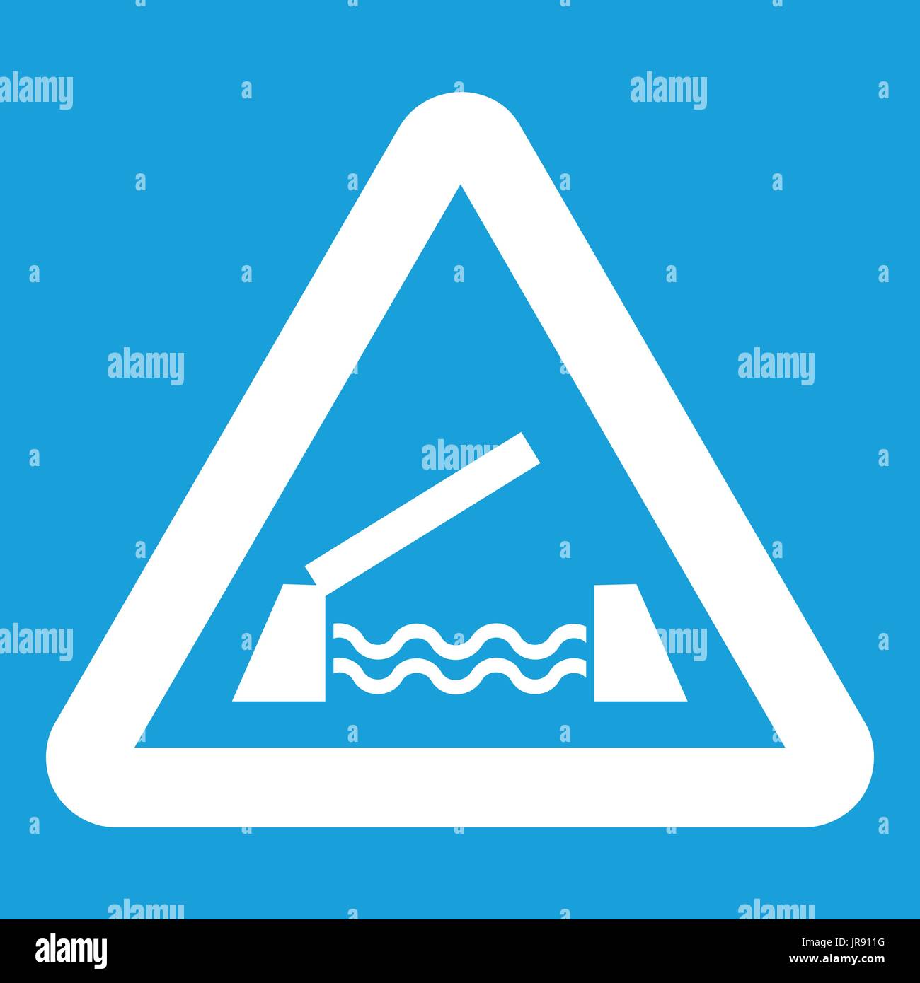 Lifting bridge warning sign icon white Stock Vector Image & Art - Alamy