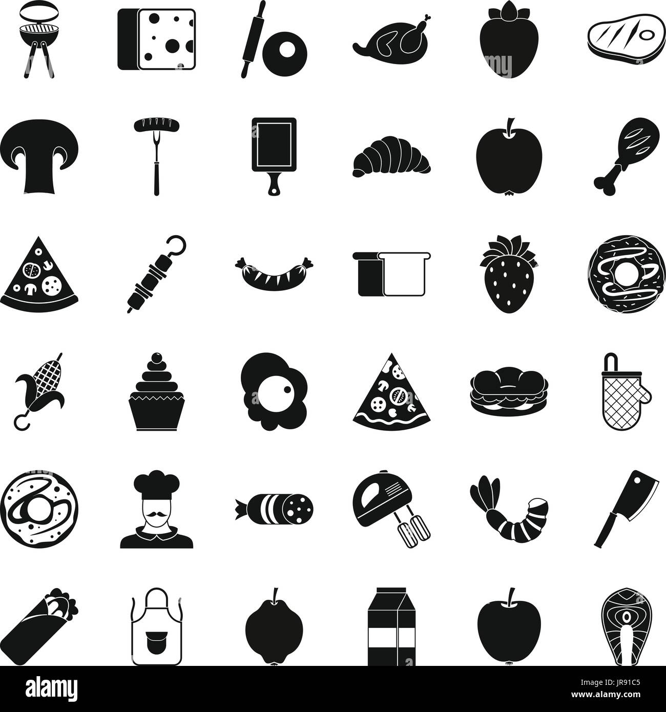 Cooked food icons set, simple style Stock Vector Image & Art - Alamy