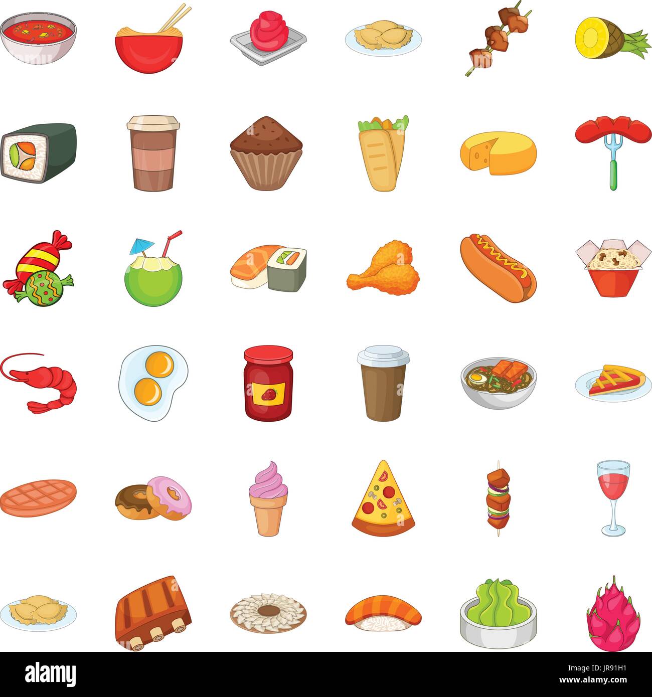 Delicious meal icons set, cartoon style Stock Vector Image & Art - Alamy