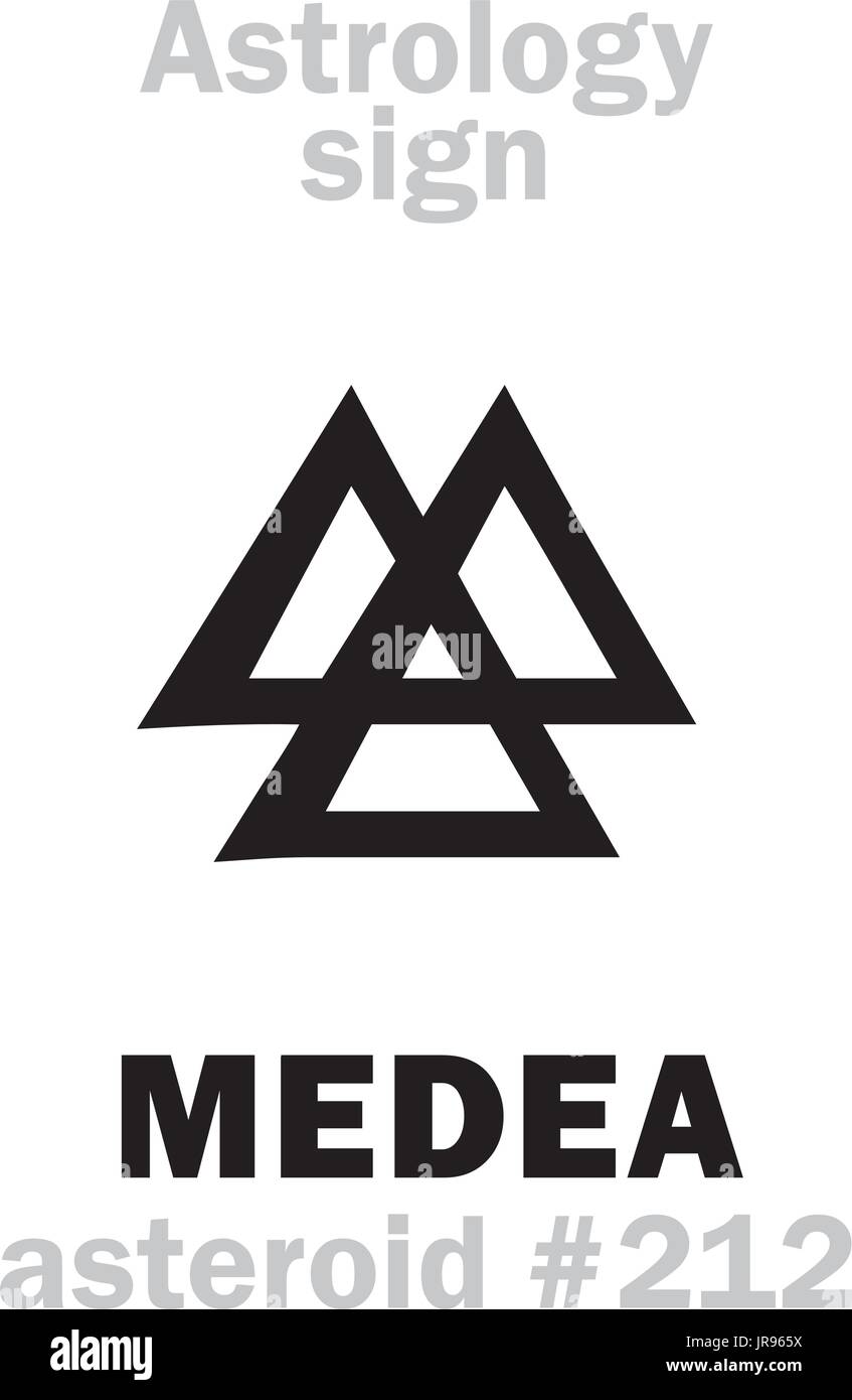 Astrology Alphabet: MEDEA, asteroid #212. Hieroglyphics character sign ...