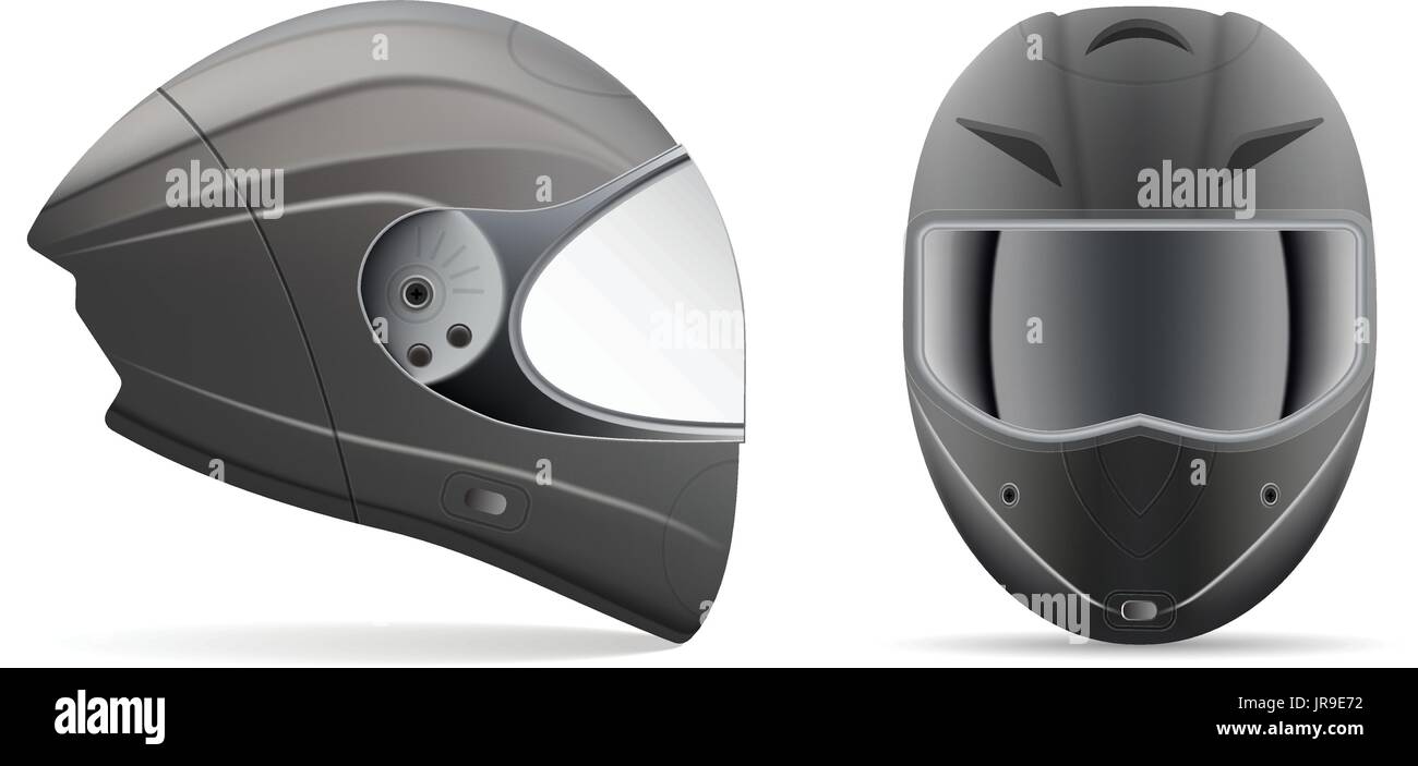 High Quality Light Gray Motorcycle Helmet. Front And Side View Isolated ...