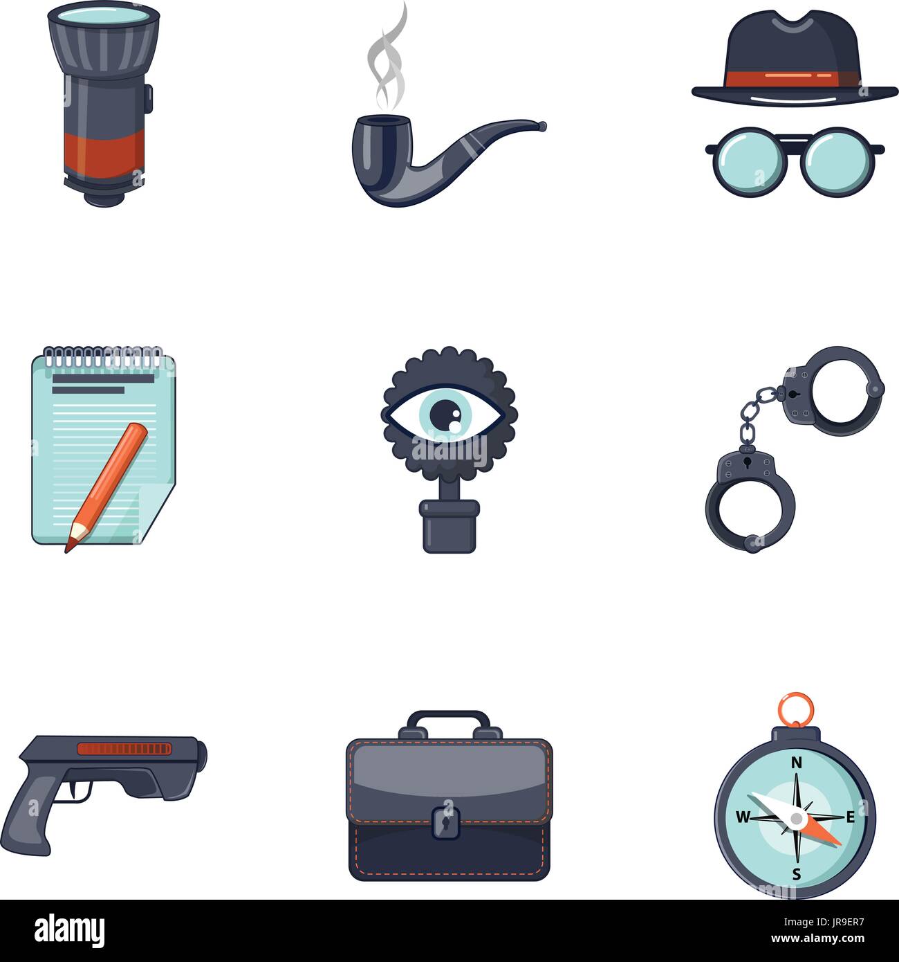 Detective equipment icons set, cartoon style Stock Vector Image & Art ...