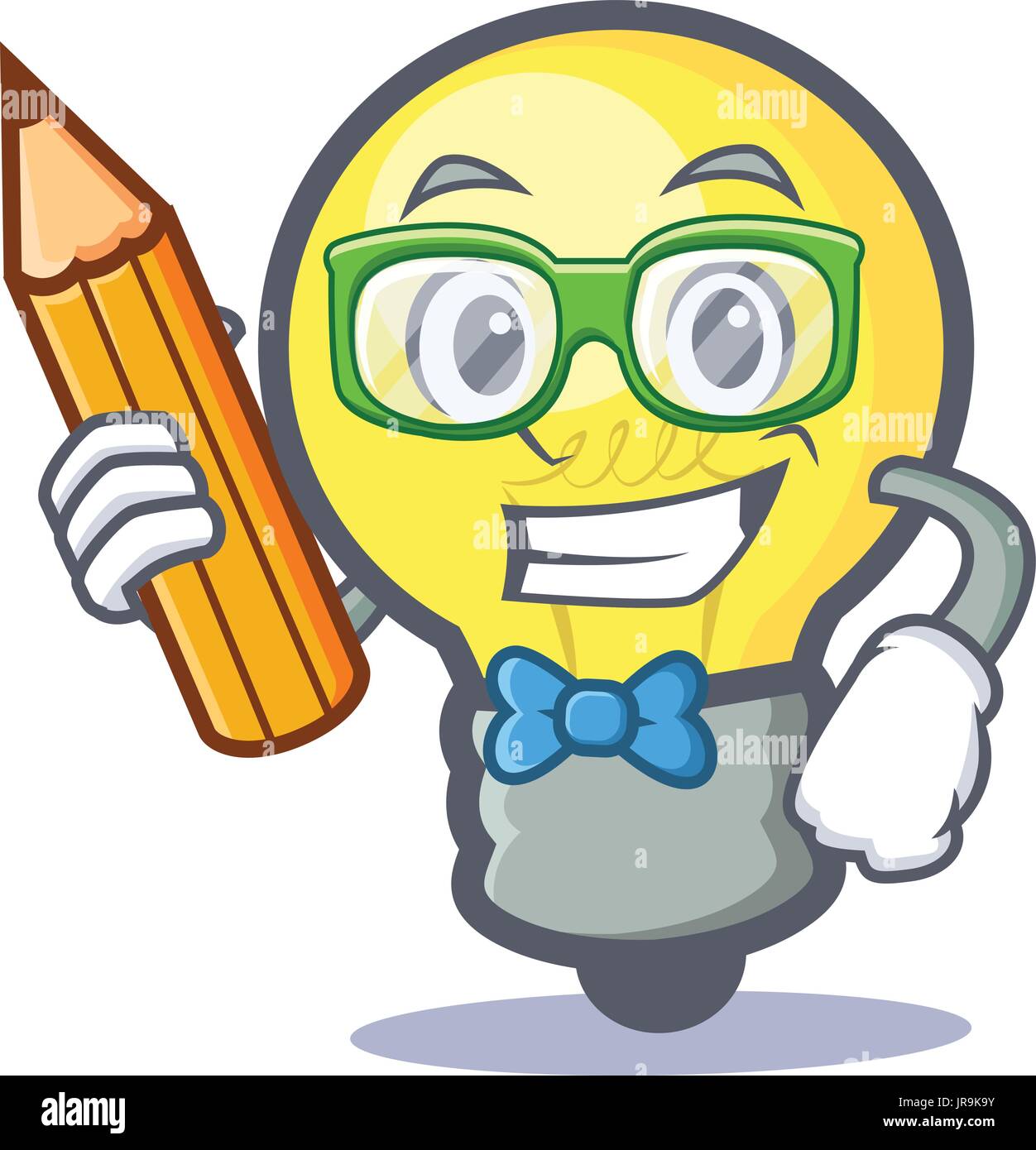 Student light bulb character cartoon with pencil Stock Vector Image ...