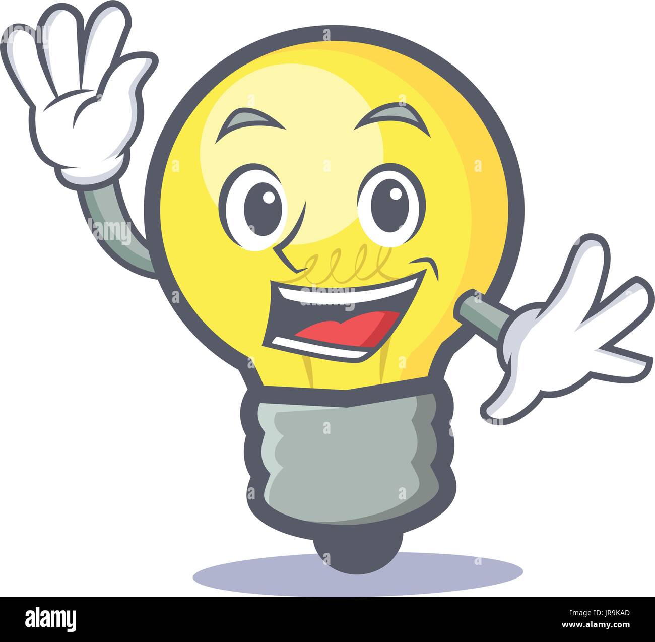 Waving light bulb character cartoon Stock Vector Image & Art - Alamy