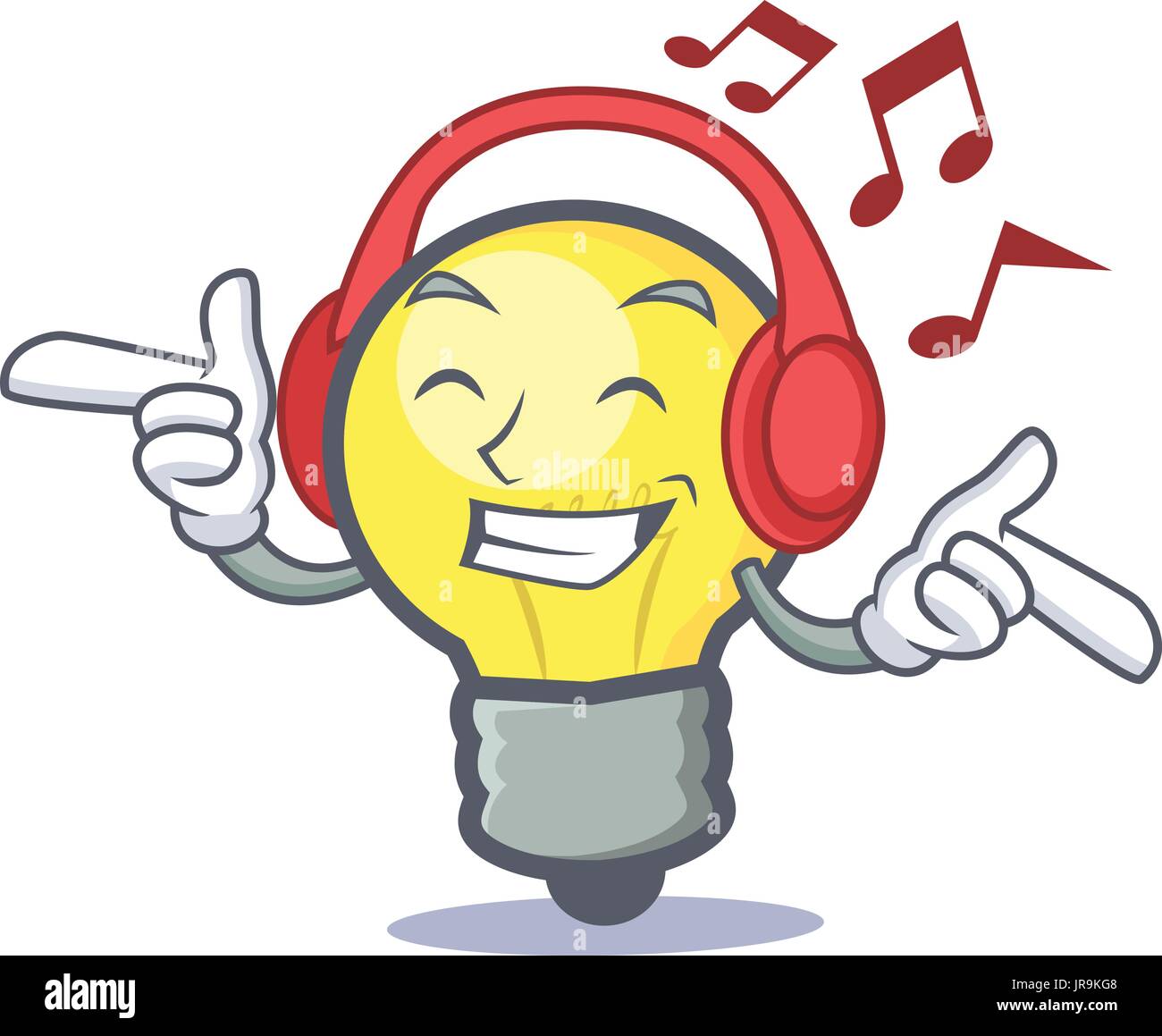 Listening music light bulb character cartoon Stock Vector Image & Art ...
