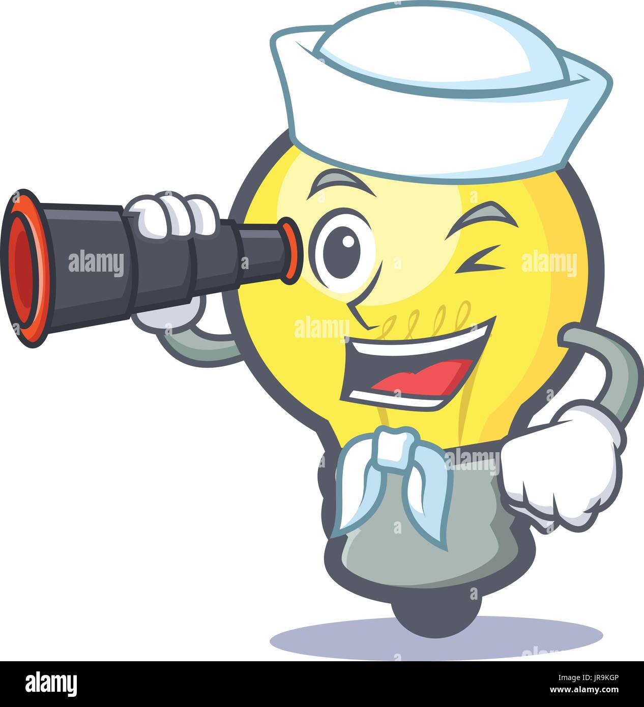 Sailor light bulb character cartoon with binocular Stock Vector Image ...