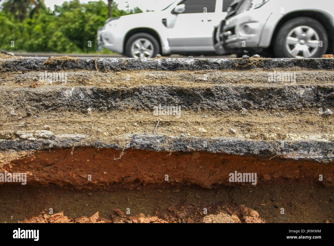 broken layer of asphalt road Stock Photo - Alamy