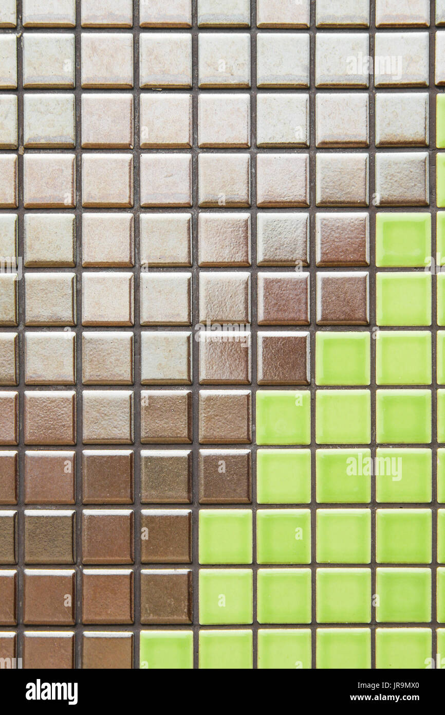 green and golden brown mosaic tile texture wall, closeup Stock Photo ...