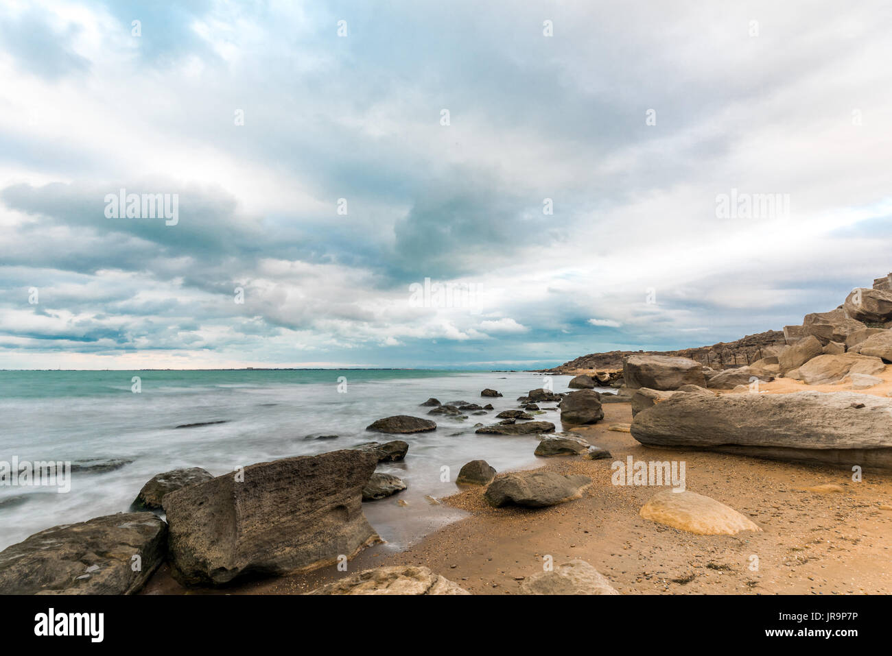Dramatic beautiful seascape, coast line. Long exposure photography ...