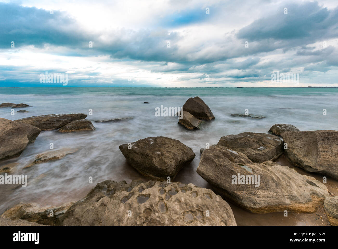 Dramatic beautiful seascape, coast line. Long exposure photography ...
