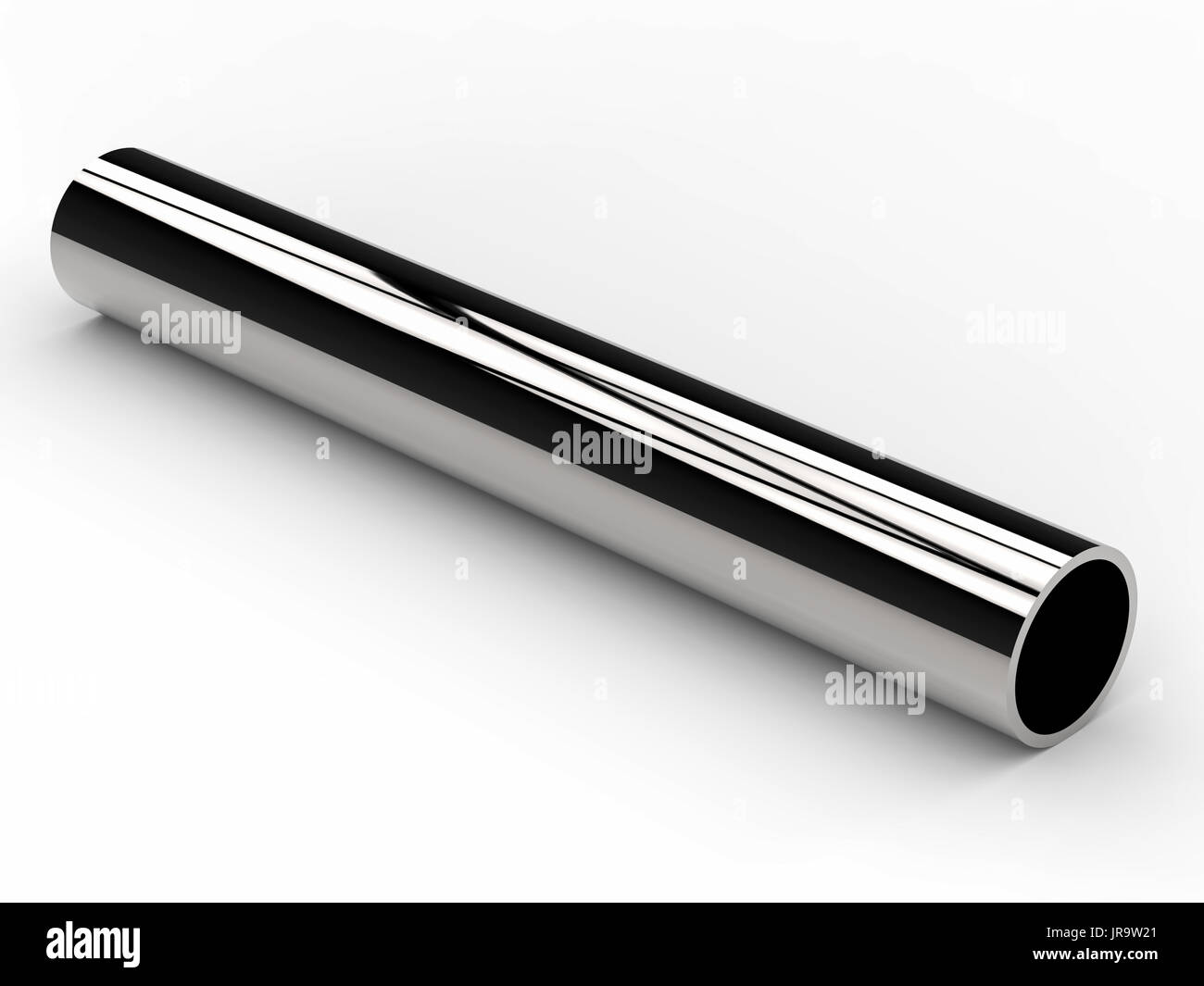 3d rendering shiny metal pipe on white background Stock Photo - Alamy
