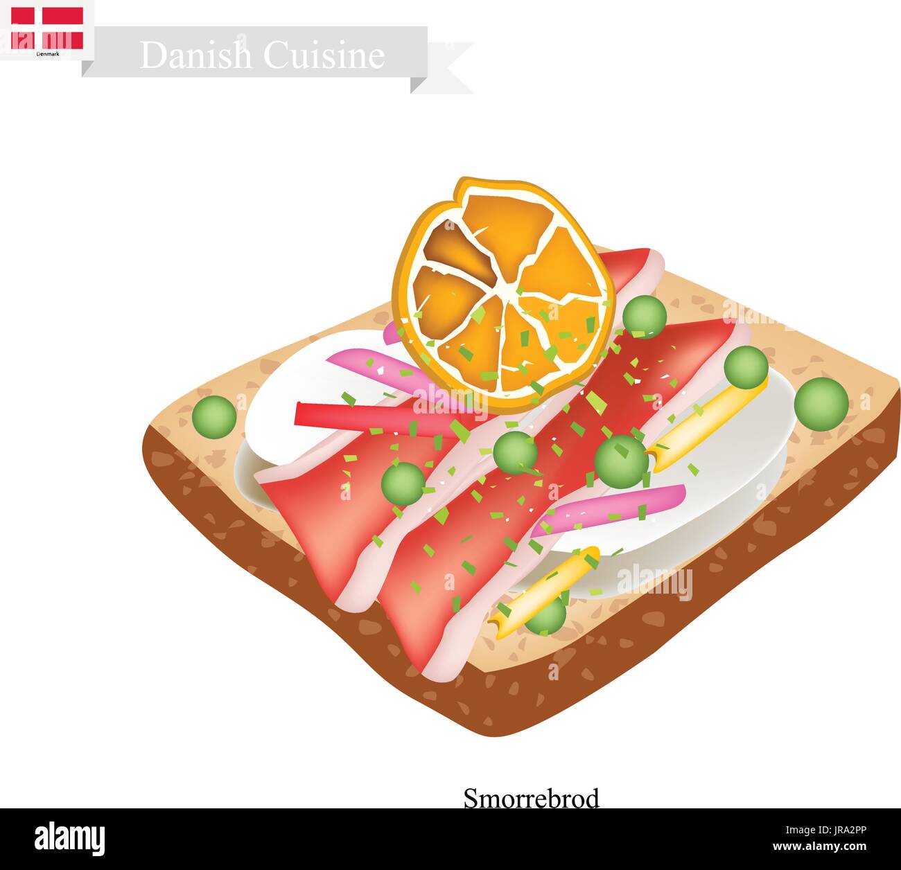 Danish Cuisine, Illustration of Smorrebrod or Traditional Buttered Rye ...