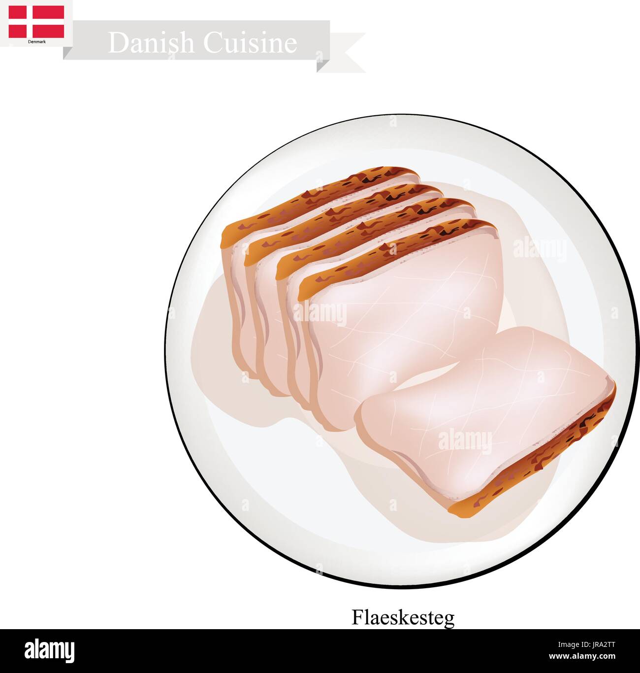 Danish Cuisine, Illustration of Flaeskesteg or Traditional Roasted Pork ...