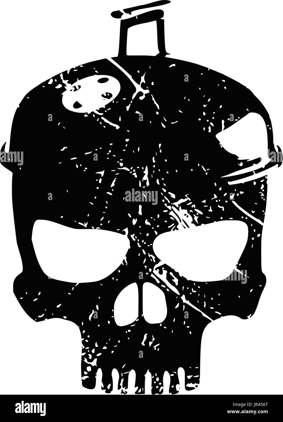 Illustration of a barbecue skull with scratches on a white background ...