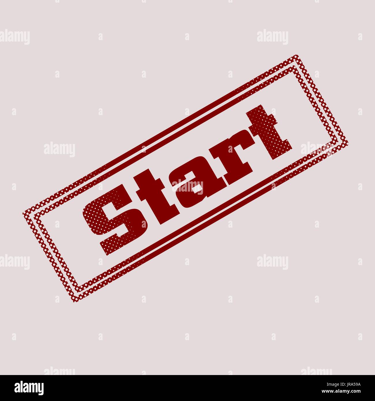 Red stamp with the word start and dot texture, vector illustration ...