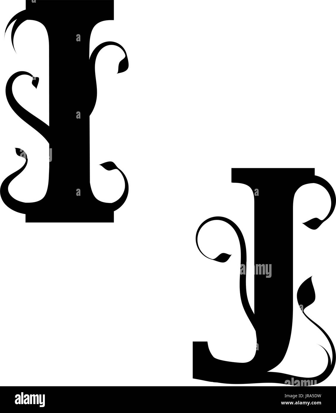 Vector illustration of flral letter I and J Stock Vector Image & Art ...