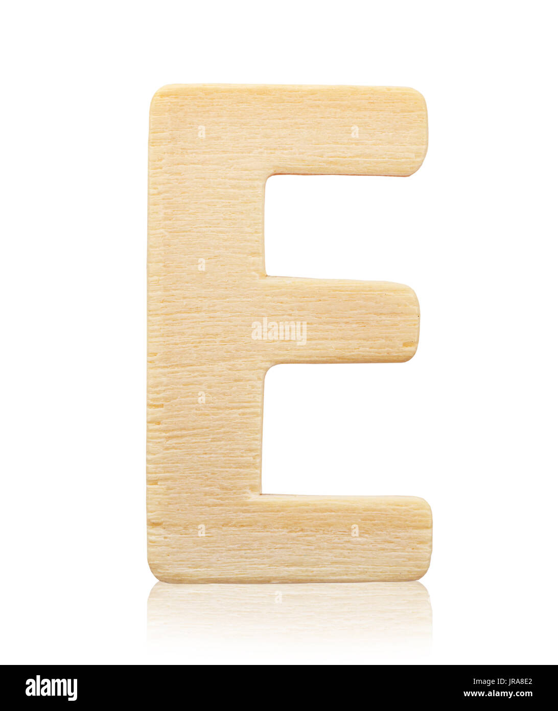 Single capital block wooden letter E isolated on white background, Save ...