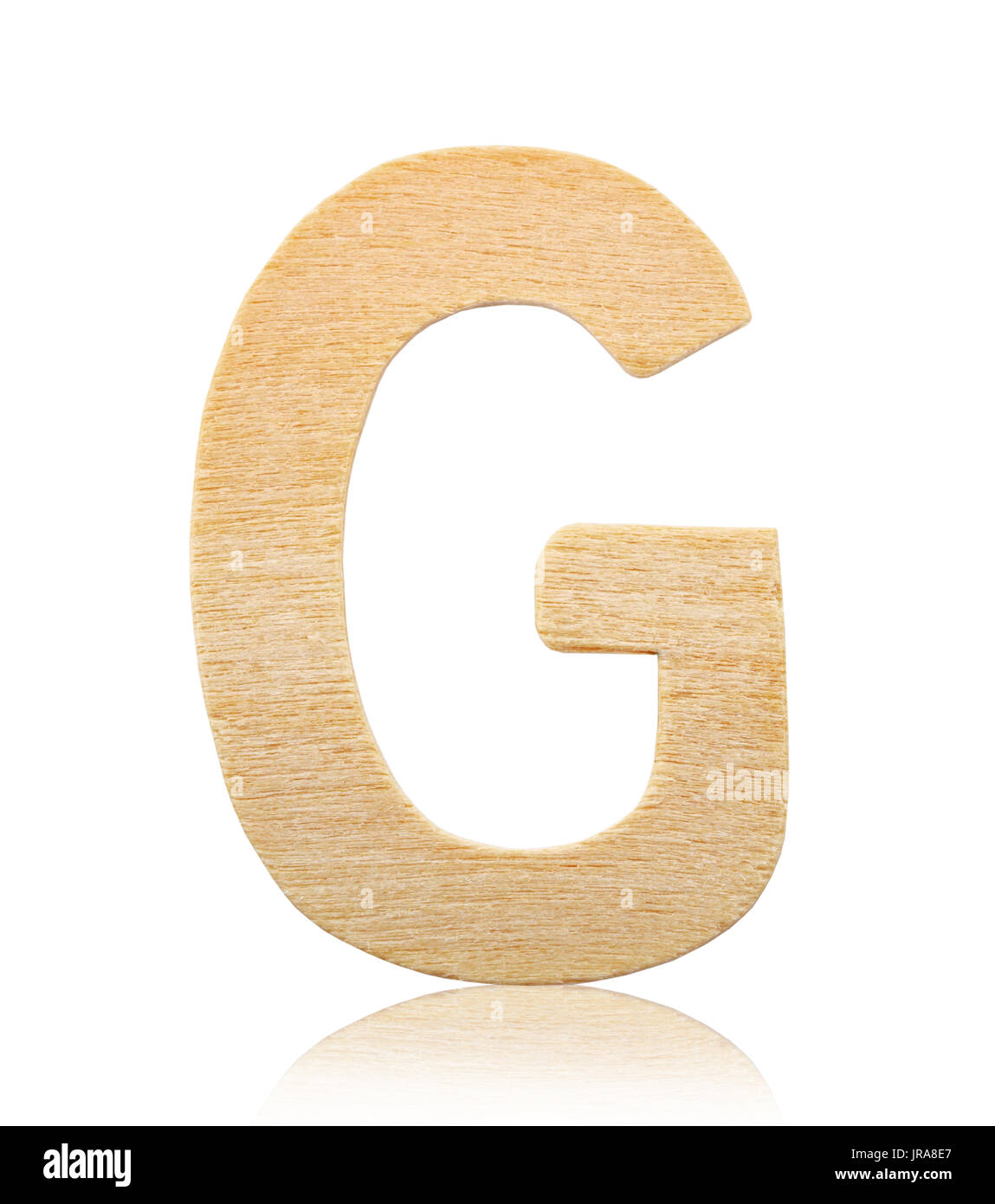 Single capital block wooden letter G isolated on white background, Save ...