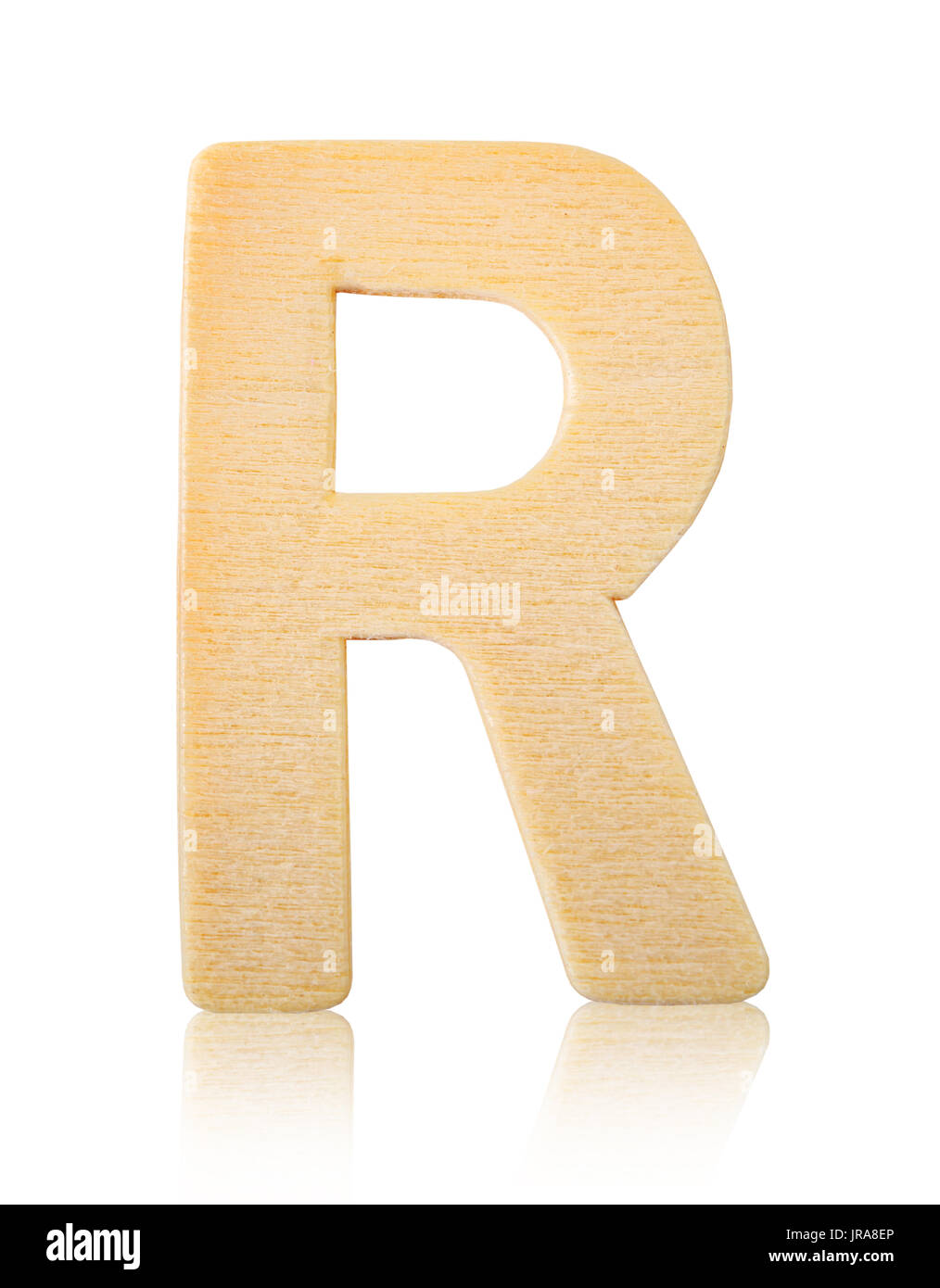 Single capital block wooden letter R isolated on white background, Save ...