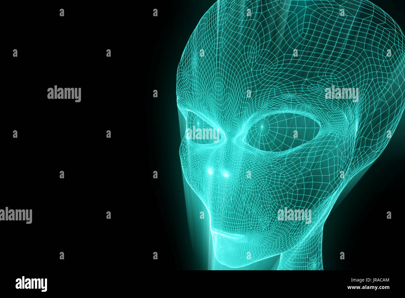 Alien in Hologram Wireframe Style. Nice 3D Rendering Stock Photo - Alamy