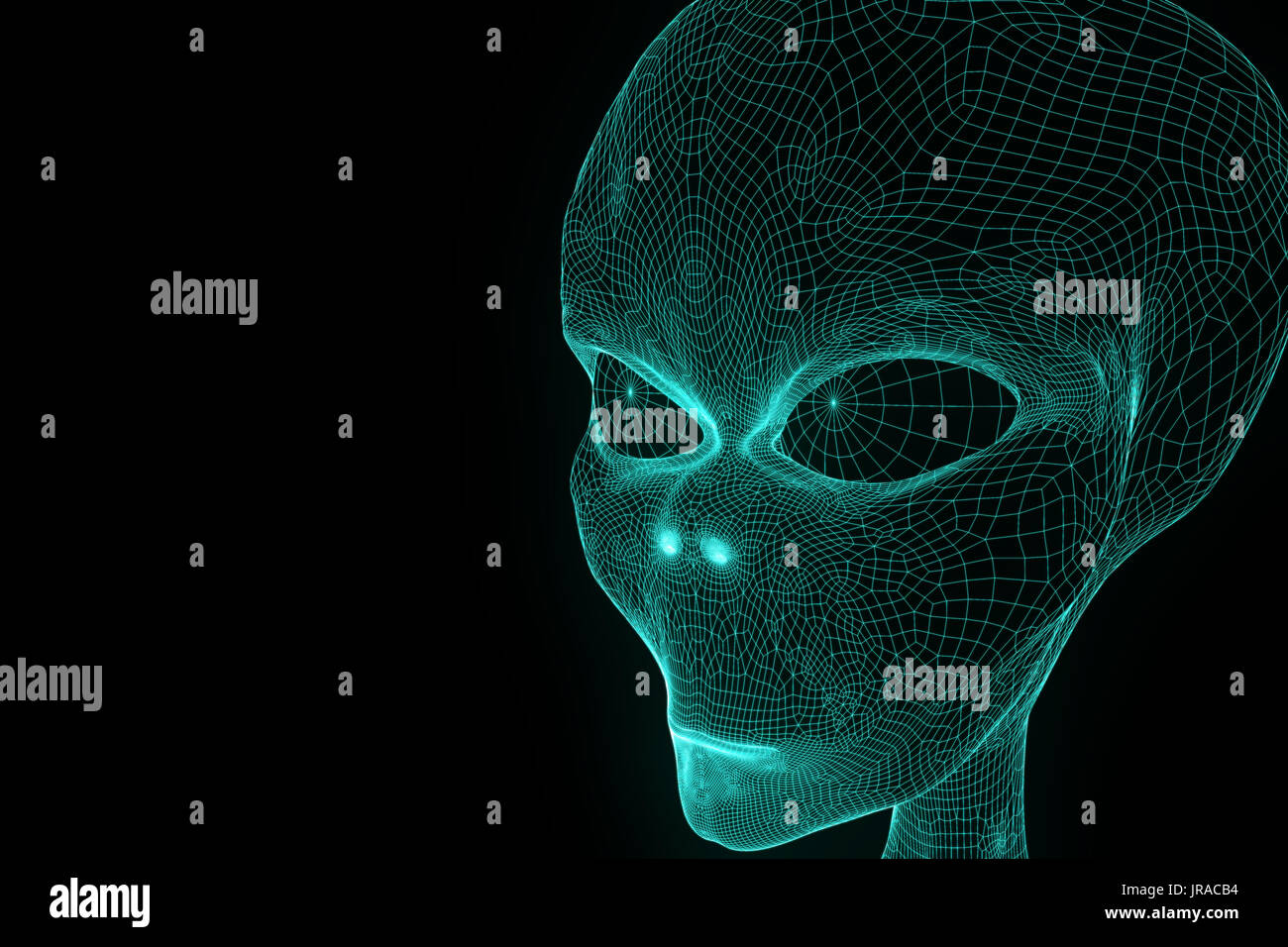Alien in Hologram Wireframe Style. Nice 3D Rendering Stock Photo - Alamy