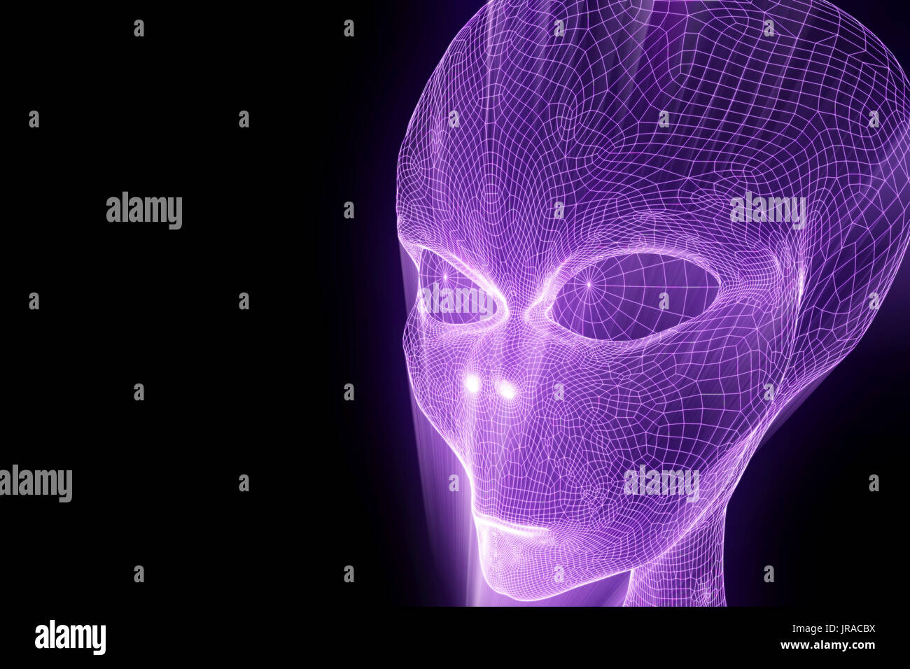 Alien in Hologram Wireframe Style. Nice 3D Rendering Stock Photo - Alamy