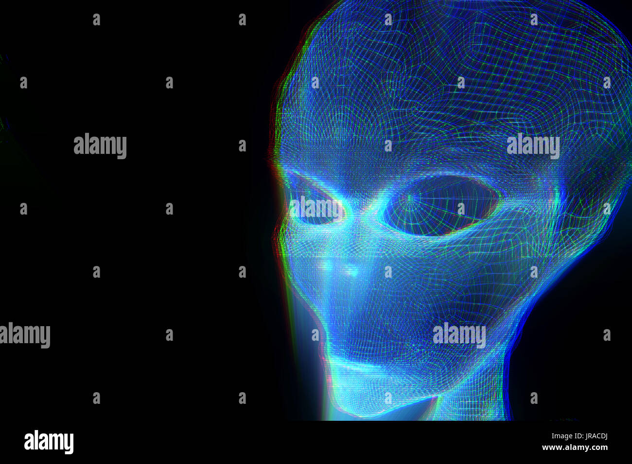 Alien in Hologram Wireframe Style. Nice 3D Rendering Stock Photo - Alamy
