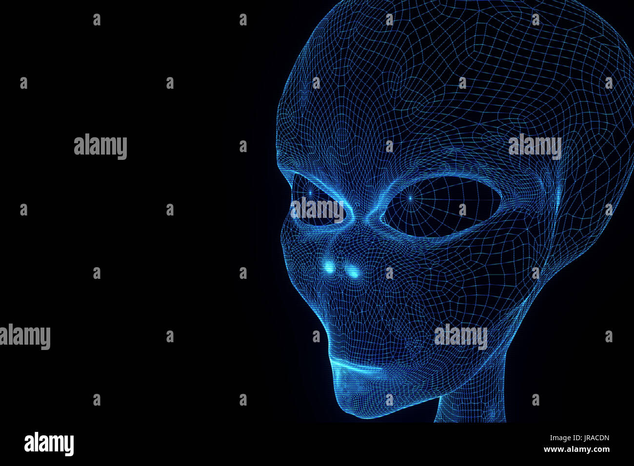 Alien in Hologram Wireframe Style. Nice 3D Rendering Stock Photo - Alamy